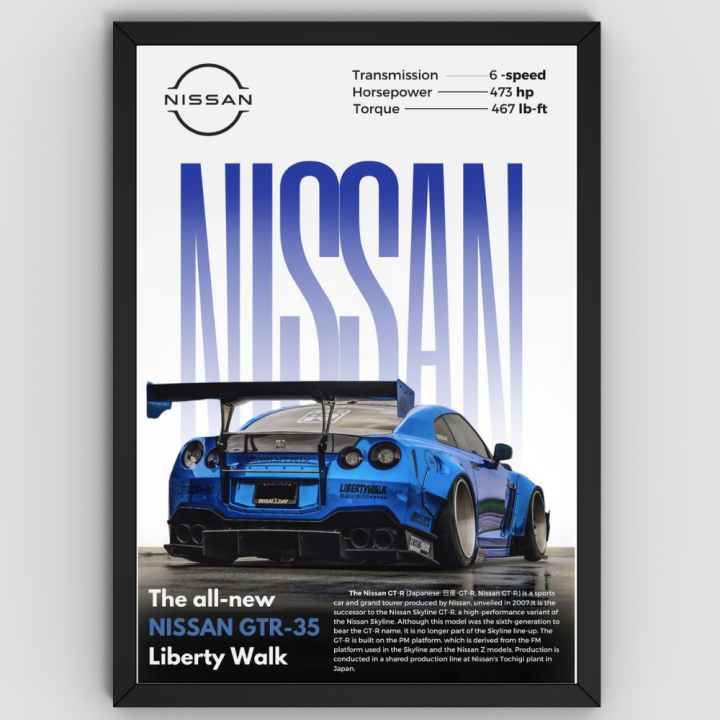 Premium Crystal Wooden Frame Blue Nissan GTR R35 Liberty Walk Body Kit ...