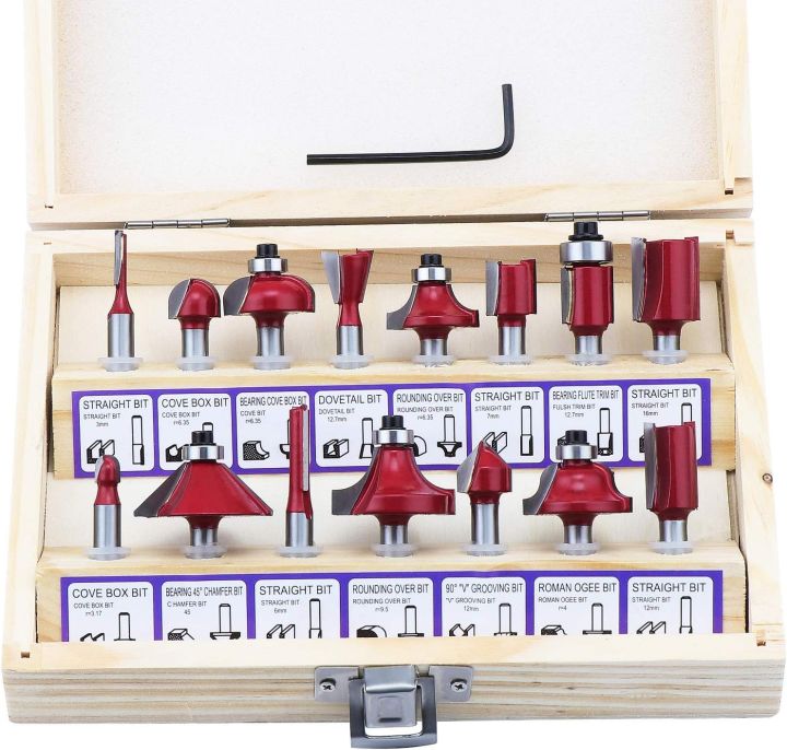 12 Pcs Box-Router Bit Set, 1/4 Inch Shank Milling Cutter Tool Kit with ...