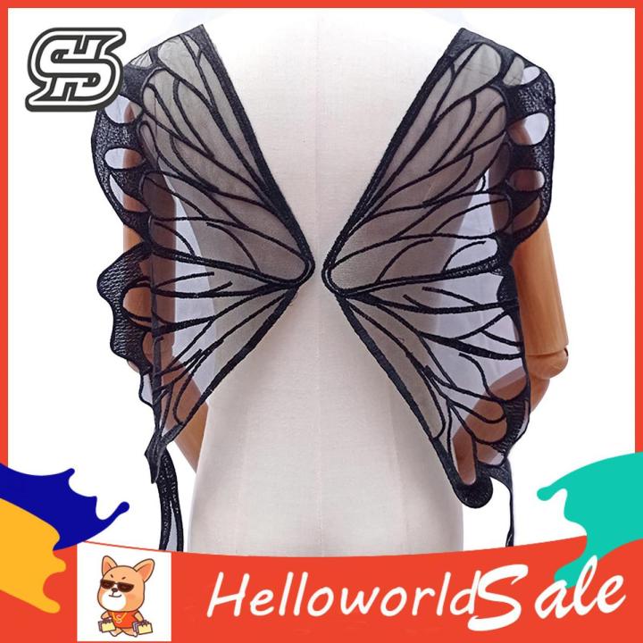 HelloWorld Lace Neckline Collars Butterfly Wing Design Embroidery Back ...