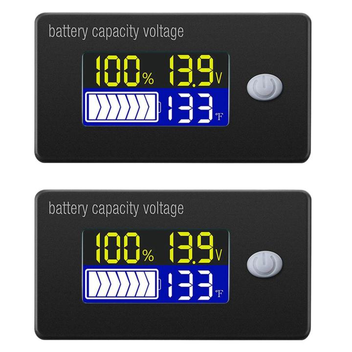 2X Battery Capacity Voltage Meter with Temperature Sensor 12V 72V Lead ...