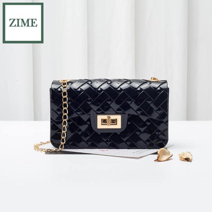 ZIME Xia Qiu Han woven lock chain jelly small square bag shoulder ...