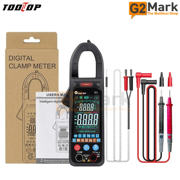 TOOLTOP X5 Handheld Clamp Meter LCD Display ℃/℉ Switch NCV AC Voltage ...