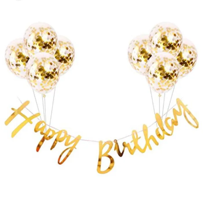 HBD Bunting Banner With 5 Confetti Balloons For Birthday Celebrations ...