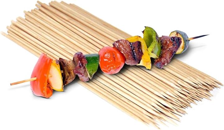 Wooden BBQ Kebab Skewers Set (100 pc) - 30 cm and 25 cm | Bamboo Grill ...