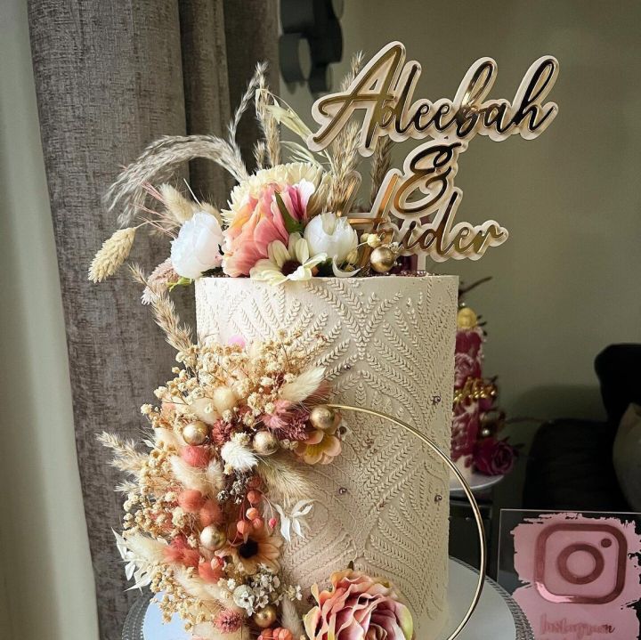Wedding Names Double Layer Cake Topper Elegant Cake Topper Engagement ...