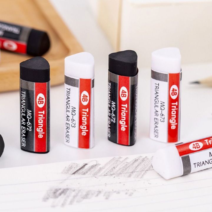 Durable Soft and Clean 4B Erasers Black White Long-lasting Triangular ...