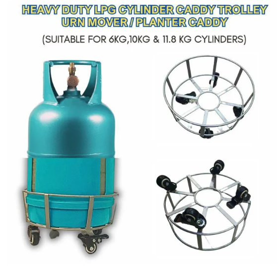 1 x Iron Stand Trolley Caddy for 11.8 kg LPG & Propane Gas Cylinder ...