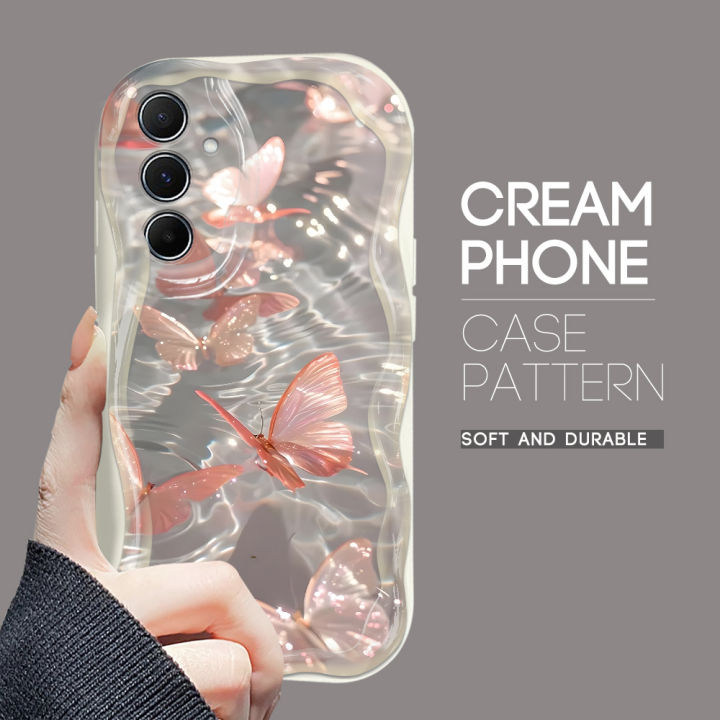 BILI for Samsung A55 5G Back Cover Beautiful Butterfly Pattern Cream ...