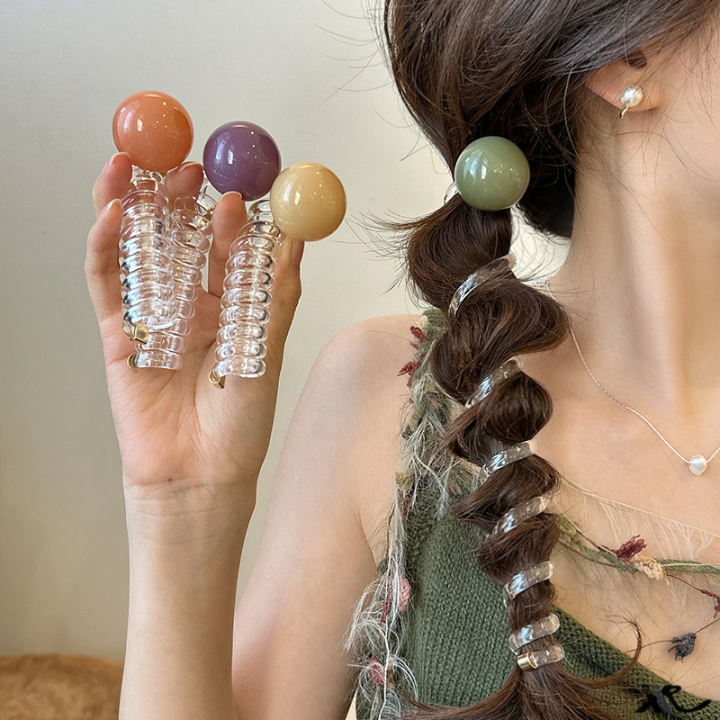 Y2k Round Beads Design Ponytail Elastic Hair Bands Candy Color Bundle ...