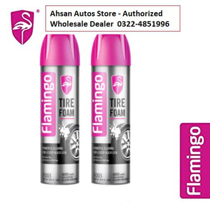 Flamingo Tire Cleaner Spray Foam(650ml).Foam Cleaner, Deep Cleaning Leather, Carpate, Tyre ...