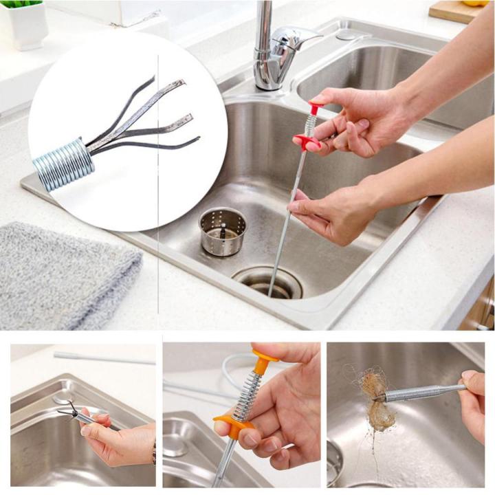Metal 90cm Flexible Wire brush Hand Kitchen Sink Cleaning Hook Sewer Dredging Device Spring Pipe ...
