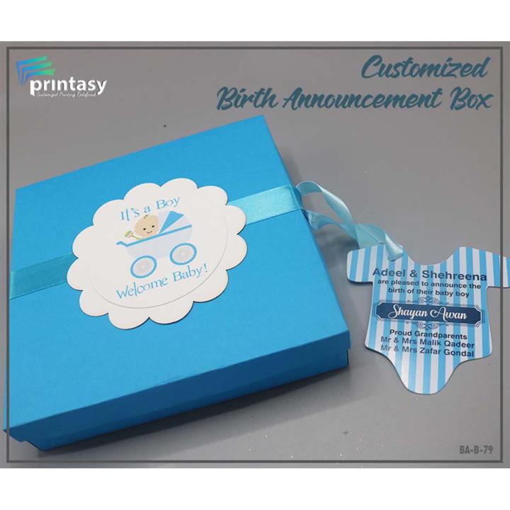 Customized Birth Announcement Boxes BA-B-79 250 Gram| Pack of 10 ...