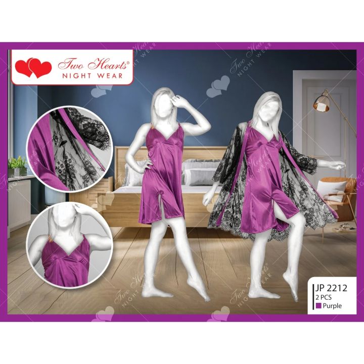 Two Hearts 2 Piece Silk Bridal Lingerie Nightwear & Lingerie For Girls ...