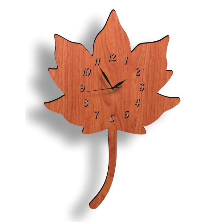 Maple Leaf Wall Clocks, Laser Cut Leaf Wooden Wall Clock, 3D Laser ...