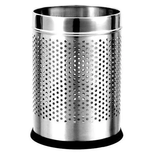 Round Shape Dustbin For Home, Bathroom, Room, & Office, Stainless Steel ...