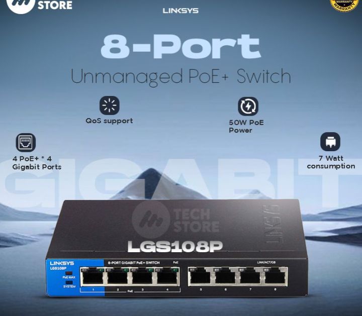 Linksys LGS108P 8 Ports Ethernet Switch - 10/100/1000Base-T | Gigabit ...