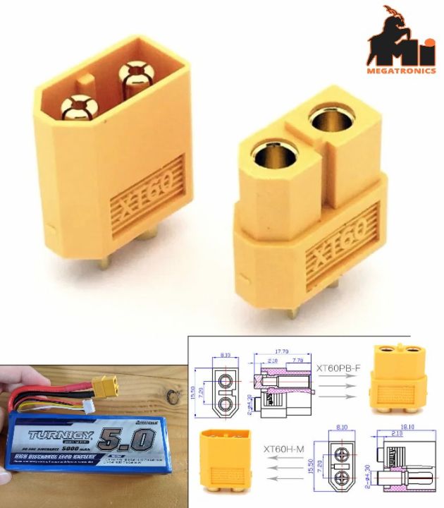 XT60 Connectors plugs Male/ Female for RC lipo battery ESC | Daraz.pk