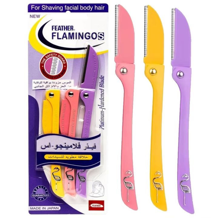 Feather Flamingo Women’s Face Razor 3 in 1 Facial Hair Shaver, Eyebrow ...