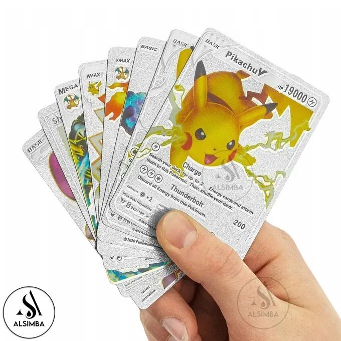 55 Pcs Pokemon Silver Foil Cards Anime Cartoon Pokemon English Version ...