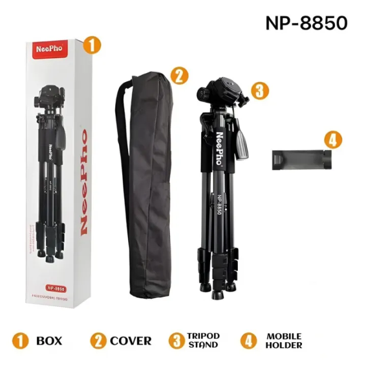 NeePho NP-8850 Photography Tripod – Heavy-Duty Tripod with Phone Mount ...