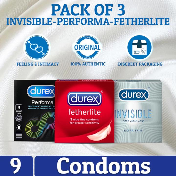 Condoms Invisible Extra Thin Condoms 3s + Performa Longer Lasting ...