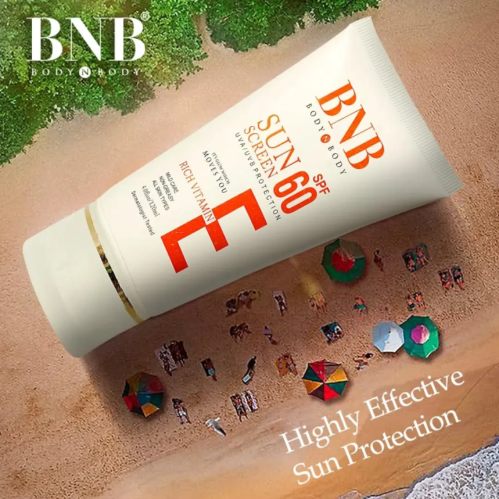 BNB Vitamin E Sunscreen SPF 60 Broad Spectrum Sun Protection with Skin ...