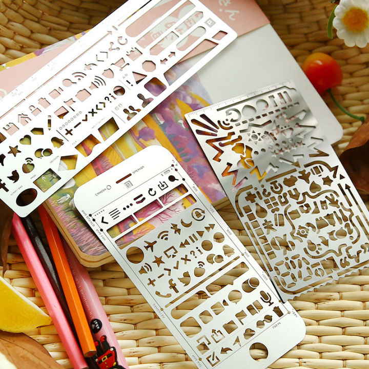 1pcs multifunction stencil hand ruler metal hand account drawing ...