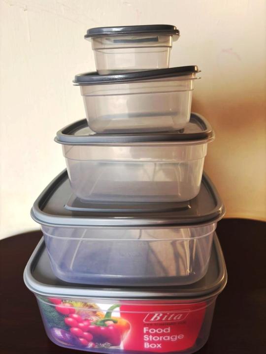 Premium Plastic Food Containers Set - 5 Containers & 5 Airtight Lids ...