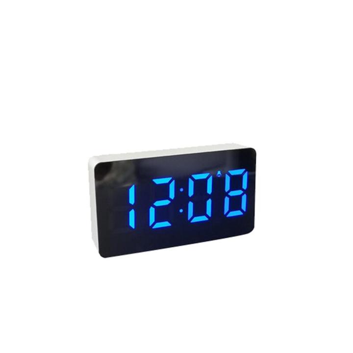 Mini LED Mirror Digital Alarm Clock Snooze Table Clock Wake Up Mute ...