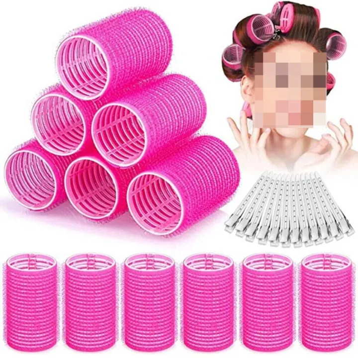 6-Pack Velcro Hair Curler Rollers - Professional Salon Quality Hair Curling Rollers - Self Grip ...