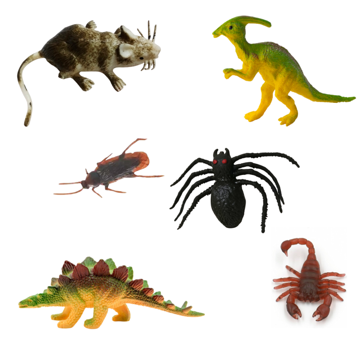 Pack of 6 Soft Rubber Animal & Dinosaur Toys – Realistic Dinosaurs ...