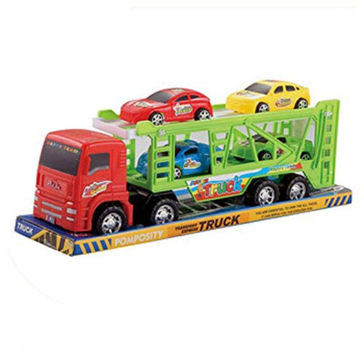 Friction Powered Transport Truck Container With 4 Cars Toy For Kids ...