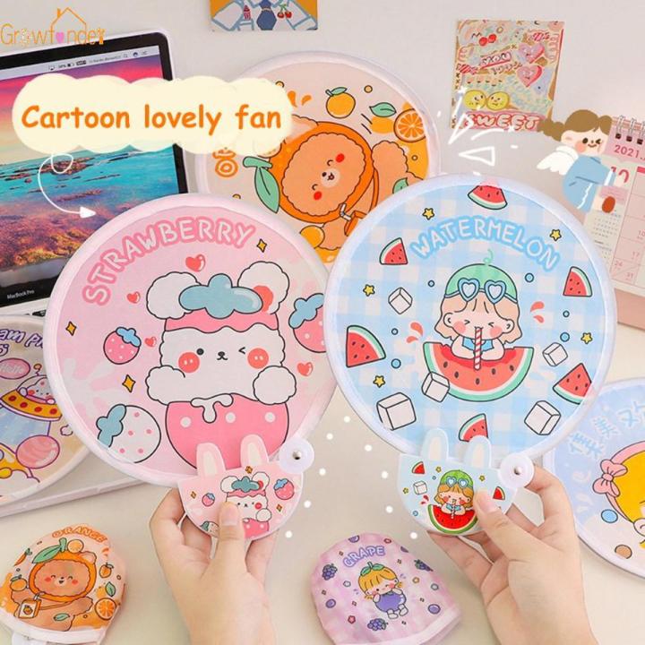 Creative Summer Cute Cartoon Portable Cool Hand Fan Round Plastic ...