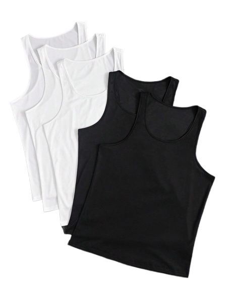 Pack Of 5 Set - best Quality White And Black Inner Vest For Men ...