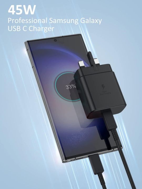Original Samsung 45W Super Fast Charger With Cable PD UK 2 Pin & 3 PIn ...