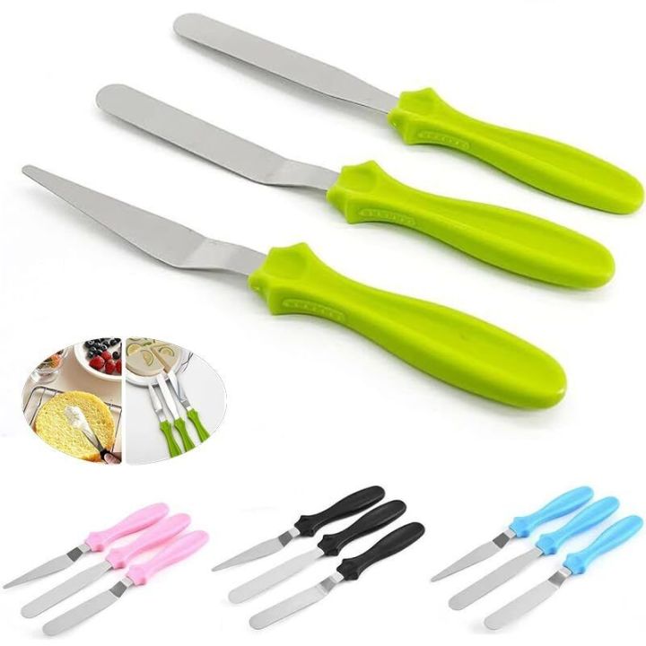 Cake Cream Spatulas 3 Pieces of Cake Angled Spatula with Stainless ...