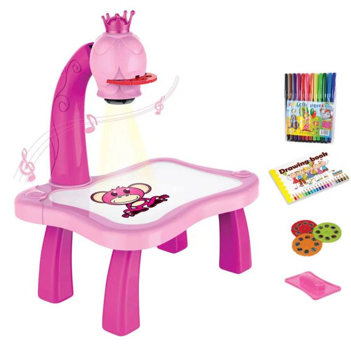 Children LED Projector Art Drawing Table Toys for Paint Learning (Pink ...
