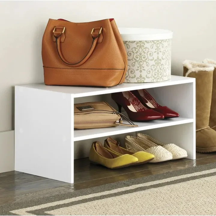 Premium Wooden Shoe Rack – 2-Layer Stackable Shoe Organizer for 9 Pairs ...
