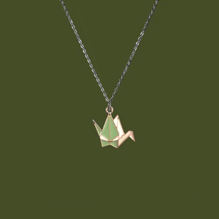 【Satisfaction guaranteed】Green Paper Crane Necklace Yi Qianxi Style in ...