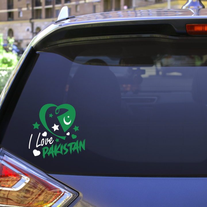 Love Pakistan Sticker for Car 6x6 inch (White & Green) | Daraz.pk
