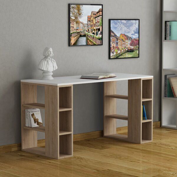 Study Table with Dual Side Shelf Racks – Modern Open Storage Desk ...