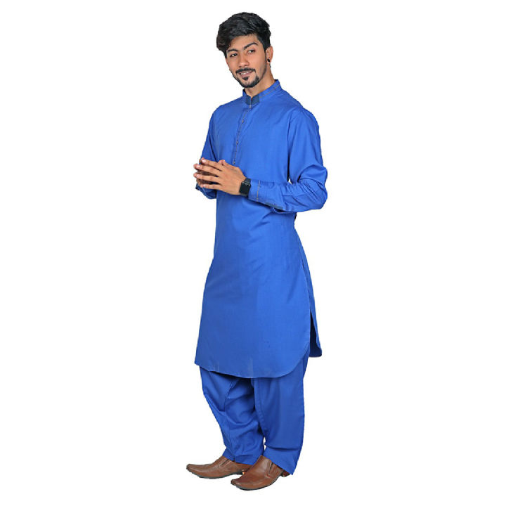 Peter Sham Designer Ink Blue Traditional Wash&Wear Shalwar Kameez For ...