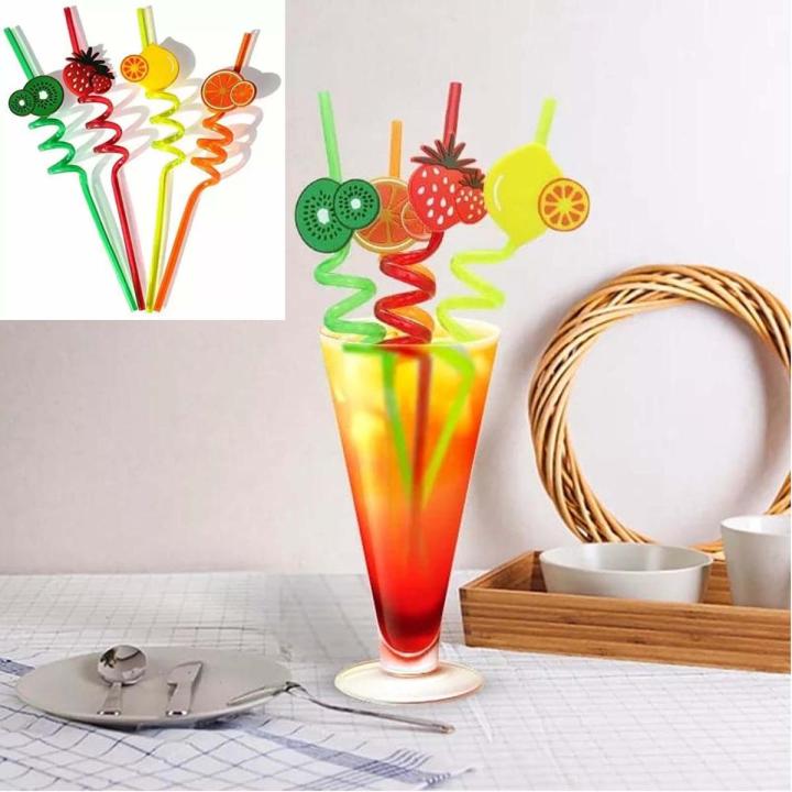 Pack Of 4 Crazy Straw Curly Twisty Coloured Kids Party Straw | Daraz.pk