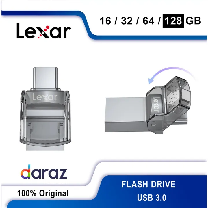 USB, Flash Drive, Lexar USB 3.0 Dual Slot USB C Type A Memory Stick 16 ...