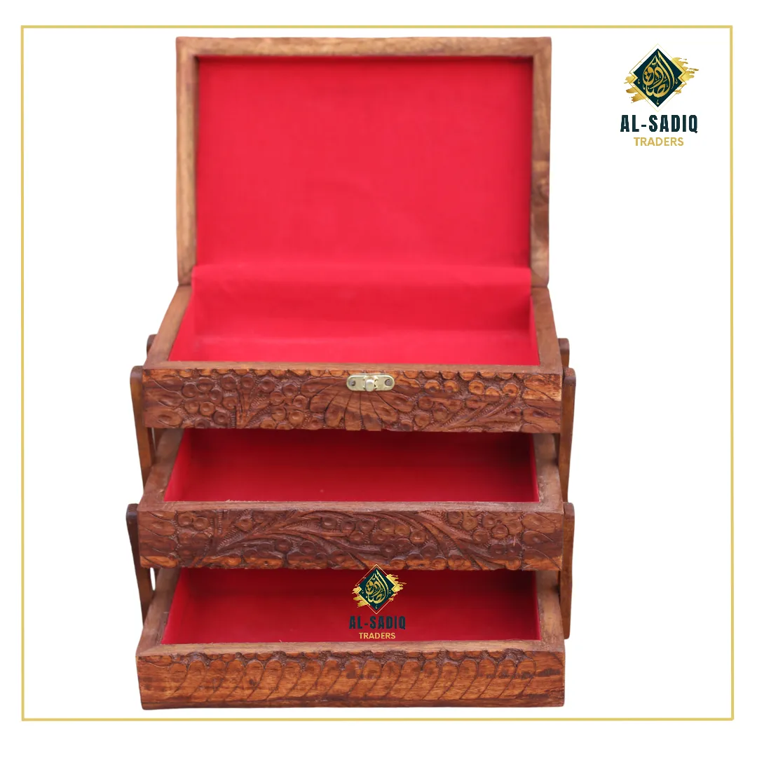 AL-SADIQ TRADERS | Wooden 3 Drawers Jewellery Box Jewellery Organisers ...