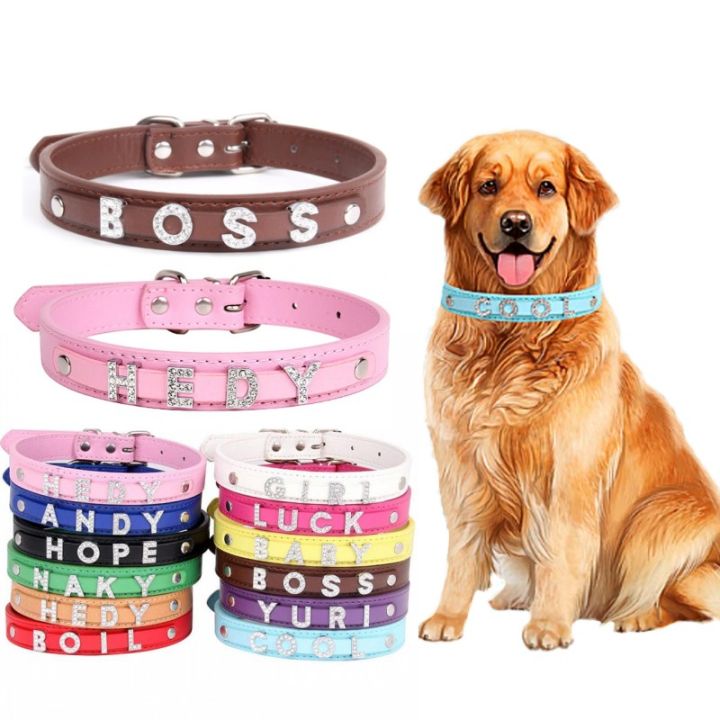 Custom Name Collars Dog Tag Dog Accessories Bling Rhinestone Diy Name ...