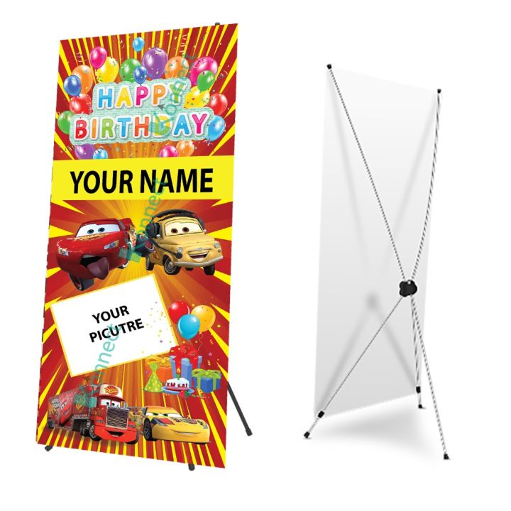 Personalized Birthday Party Welcome X Stand With Banner | Cartoons Car ...
