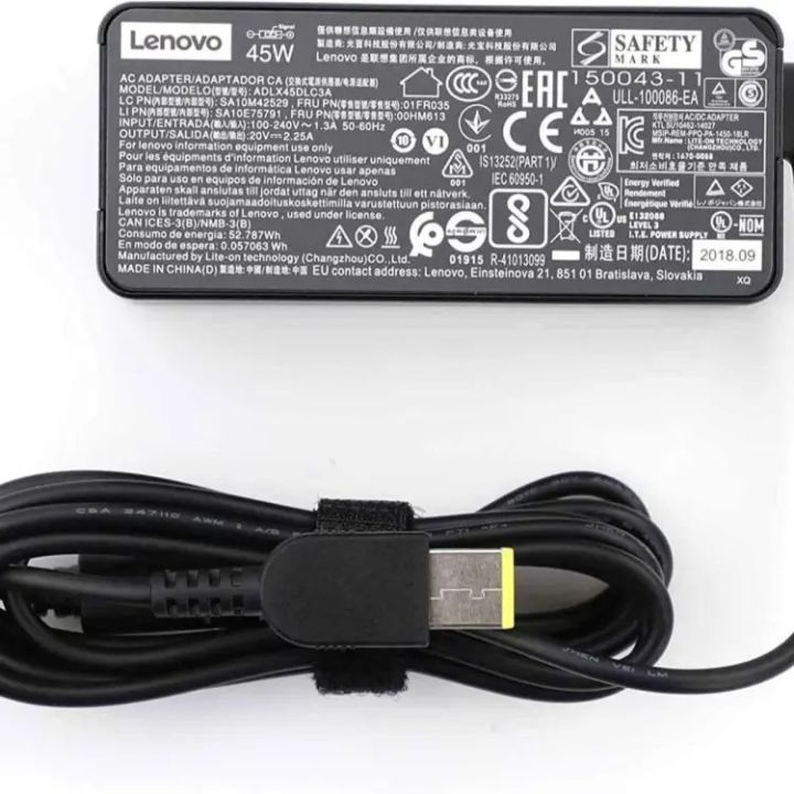 Lenovo Square Pin Laptop Charger 20v 2.25a 45W Usb / with Power Cable ...