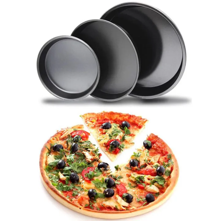 3Pcs Pizza Tray Professional Round Baking Plate Carbon Steel Bakeware ...