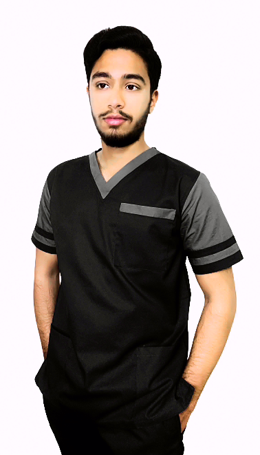 doctors OT kit uniform strapped arm contrast black grey | Daraz.pk